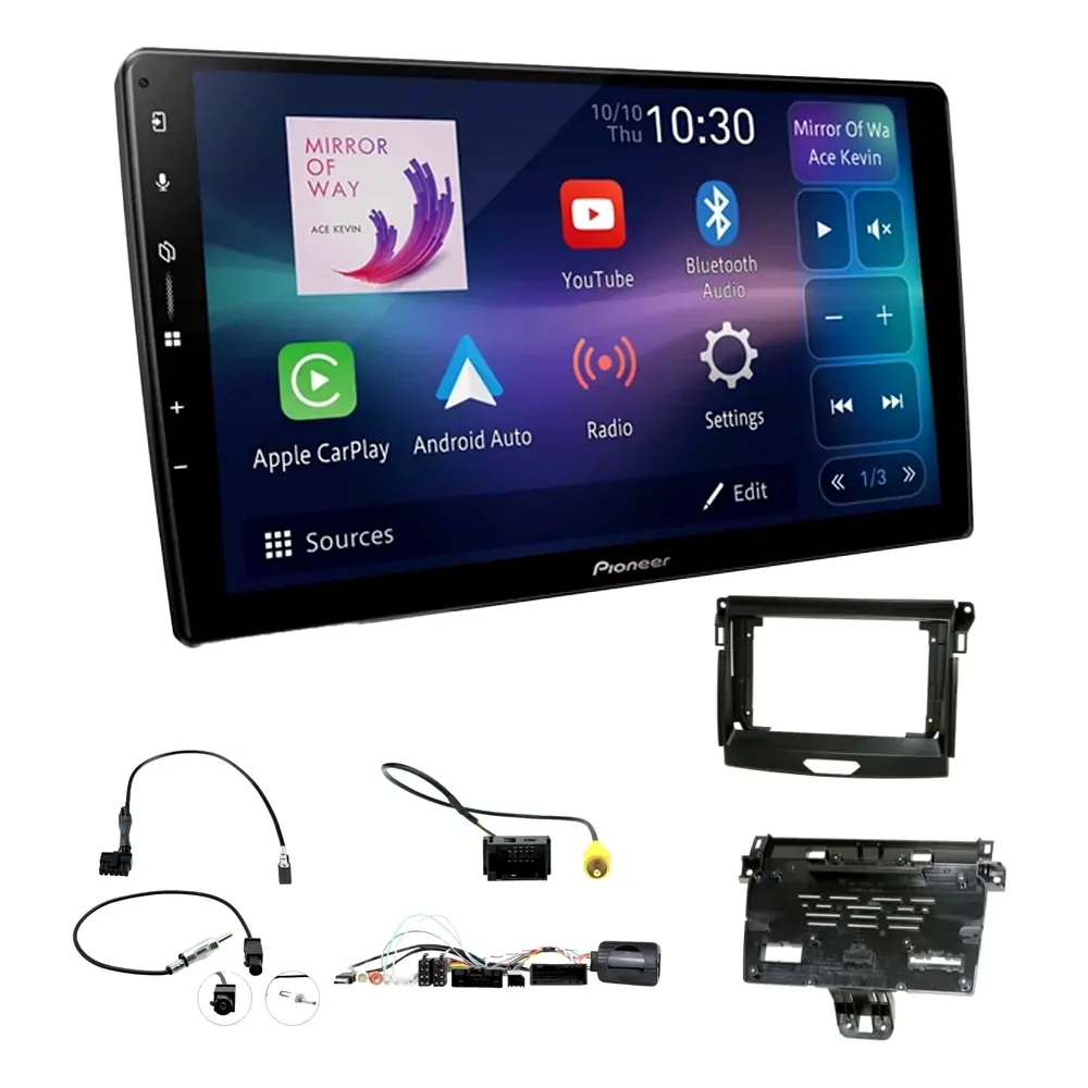 Pioneer DMH-AP6650BT 9" Trapezoid Head Unit Bundle for Ford