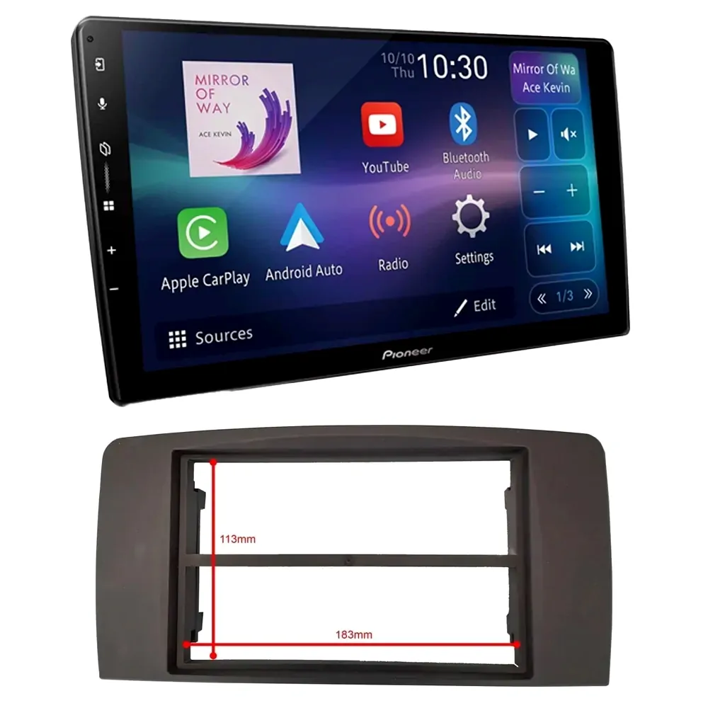 Pioneer DMH-AP6650BT 9" Trapezoid Head Unit Bundle for Universal Double ...