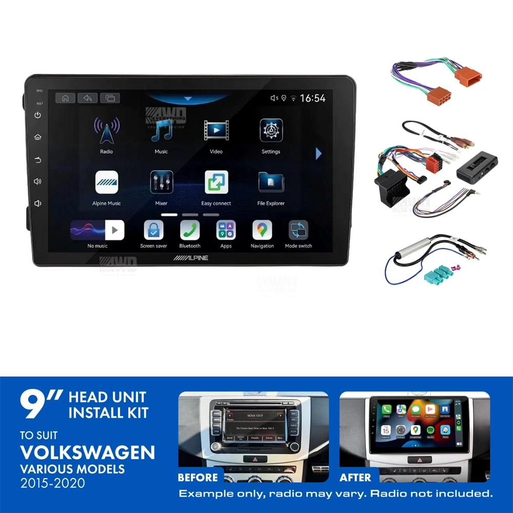 Alpine INE-AW409S + Aerpro AKVW15 Bundle 9" Trapezoid Head Unit with ...