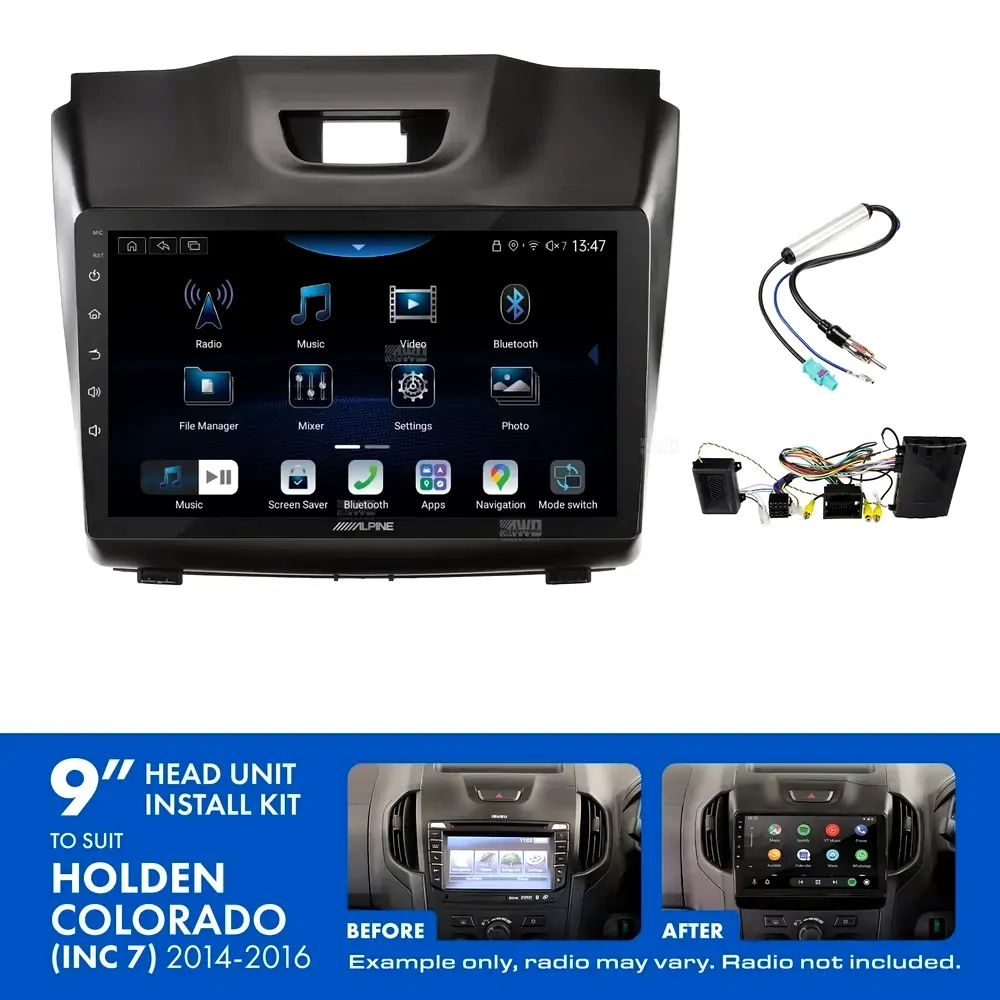 Alpine INE-AX809 + Aerpro AKTGM9B Bundle 9" Trapezoid Head Unit with ...