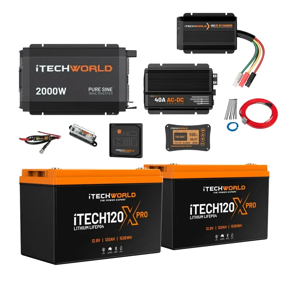 iTechworld Complete Lithium 4WD/Caravan Kit 240 AH Dual Battery System