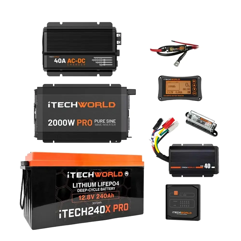 iTechworld Essential Lithium Caravan Kit 240Ah Dual Battery System